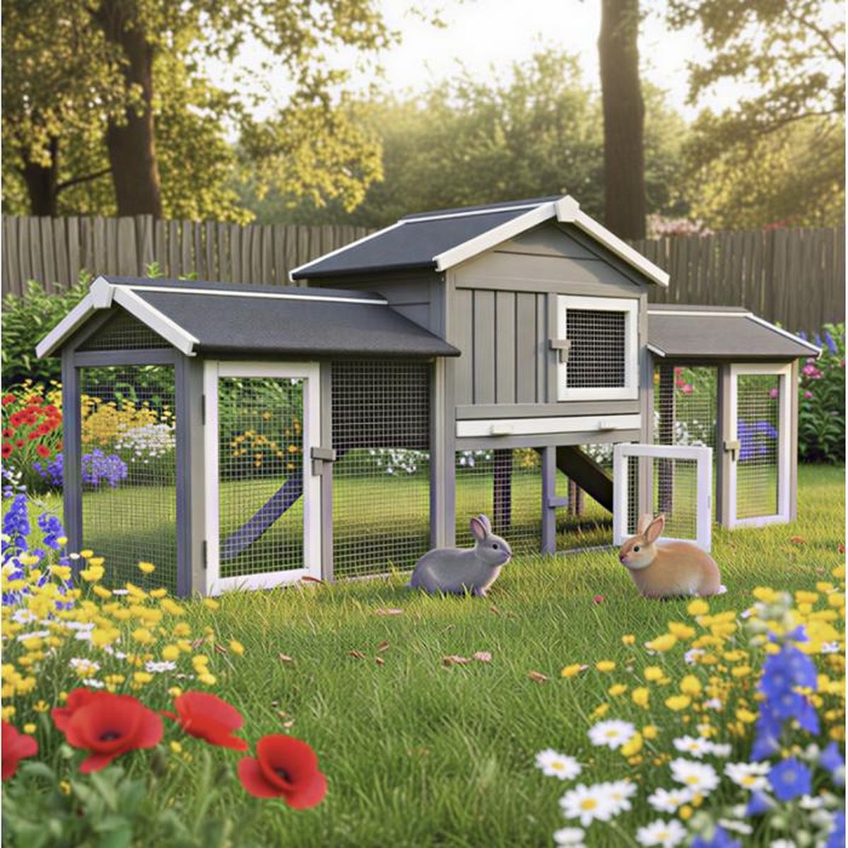 Cage Clapier Enclos lapin Extérieur en bois Haute Qualité pour lapins ...