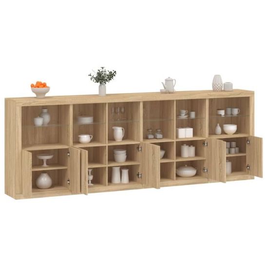 SIB Buffet avec lumières LED chêne sonoma 283x37x100 cm 7462032069272 ...