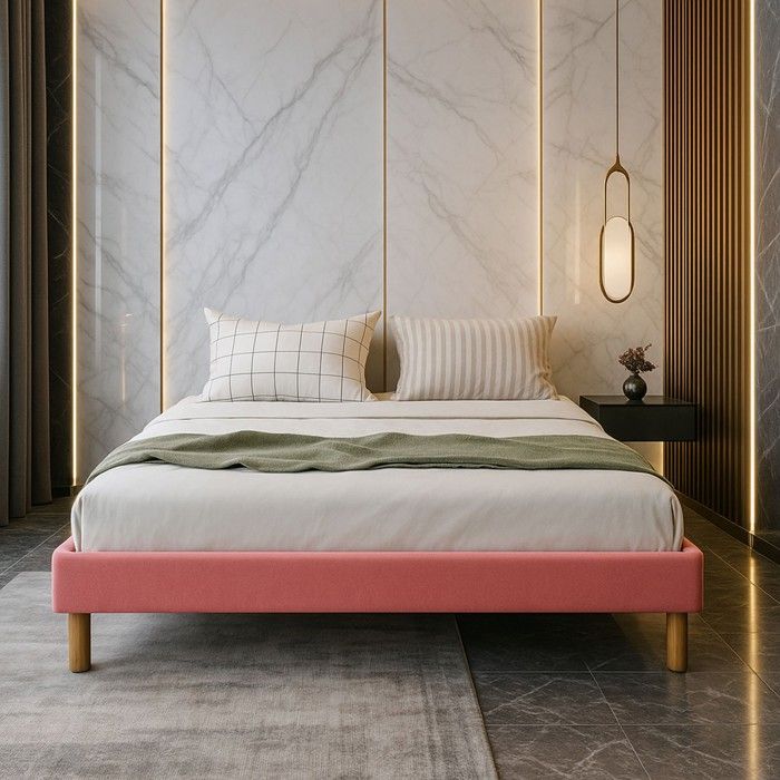 Sommier Tapissier Rose 180x200 - 20 cm avec Pieds et 2x13 Lattes ...