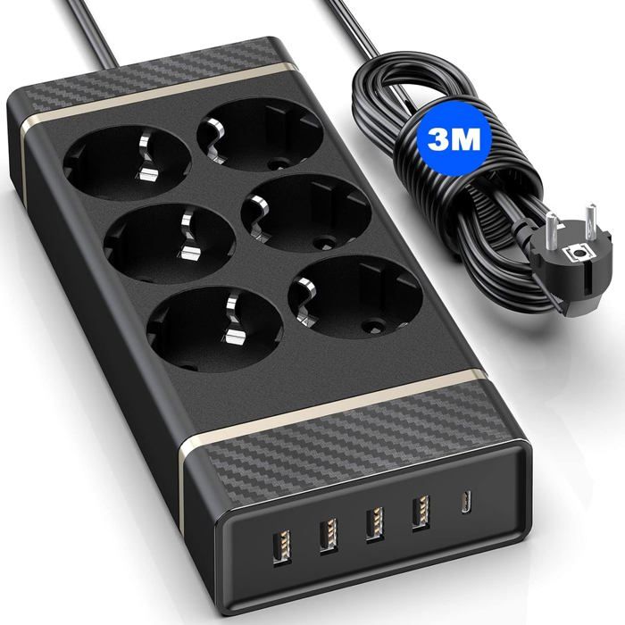 Multiprise Electrique 3M Avec 6 Prises Et 1 Port Type-C 20W Et 4 Ports ...