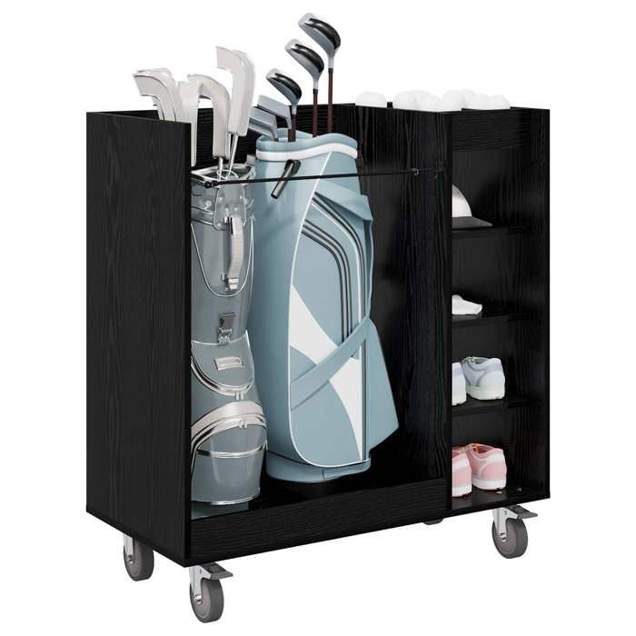 (31508)NEUF"Armoire de Golf avec roue Uni Chêne noir 90x45x98cm ...