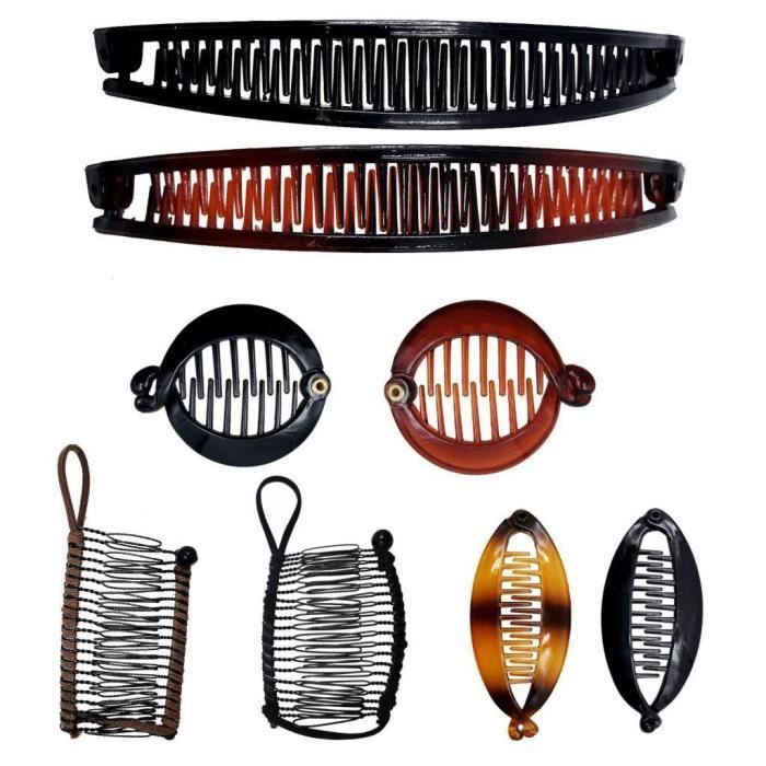 Pince à cheveux banane - Mixte - 6/8 pièces - Métal et résine - Design ...