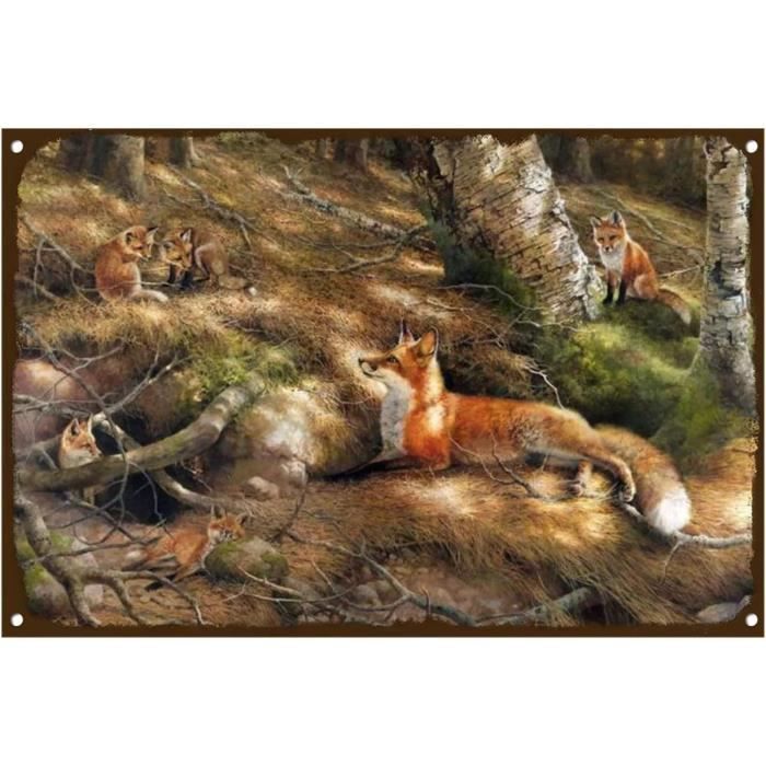 Poster Métallique Affiche,Renard des Animaux de la forêt,Peinture Art ...
