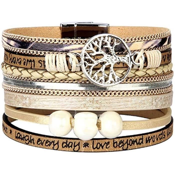 Bracelet en Cuir Bleu avec Arbre De Vie Argenté - Greg’s Grenier ...