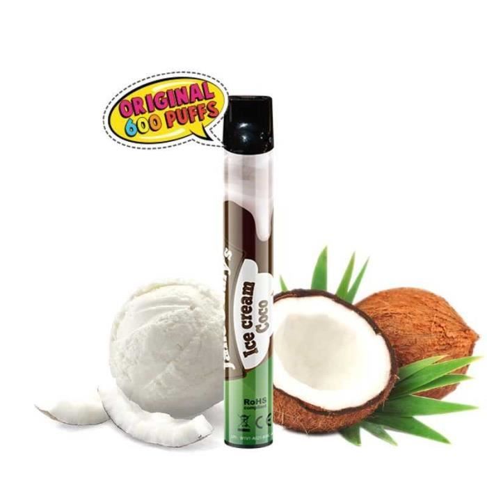 Vape Pen Ice Cream Coco - Wpuff Liquideo- taux de nicotine : 18 mg ...