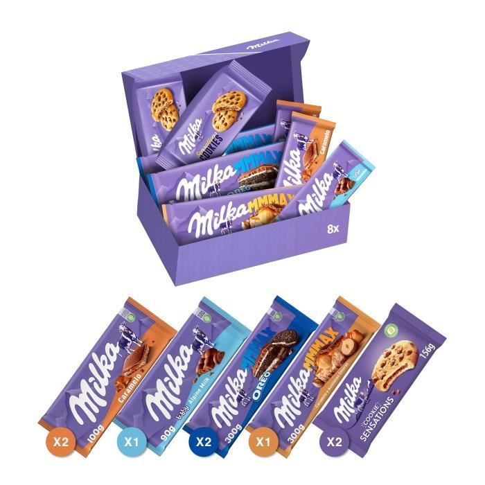 Milka Box - Assortiment de 8 Chocolats et Biscuits - 6 Tablettes de ...