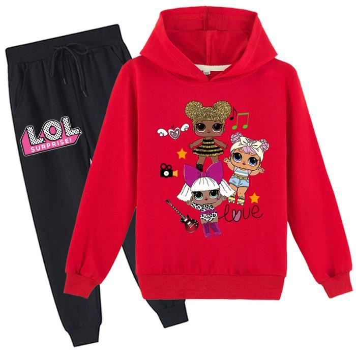LOL SURPRISE Hoodies Sweat et Pantalon Ensemble Enfants Jogging Rouge ...