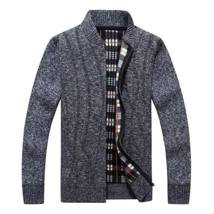 Veste homme classique couleur unie pull tricoté cardigan pull veste ...