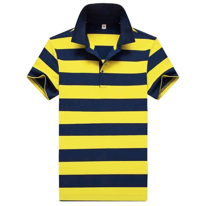 Polo Homme T-shirt Rayures Ete Manches Courtes Elegant Respirant Tissu ...