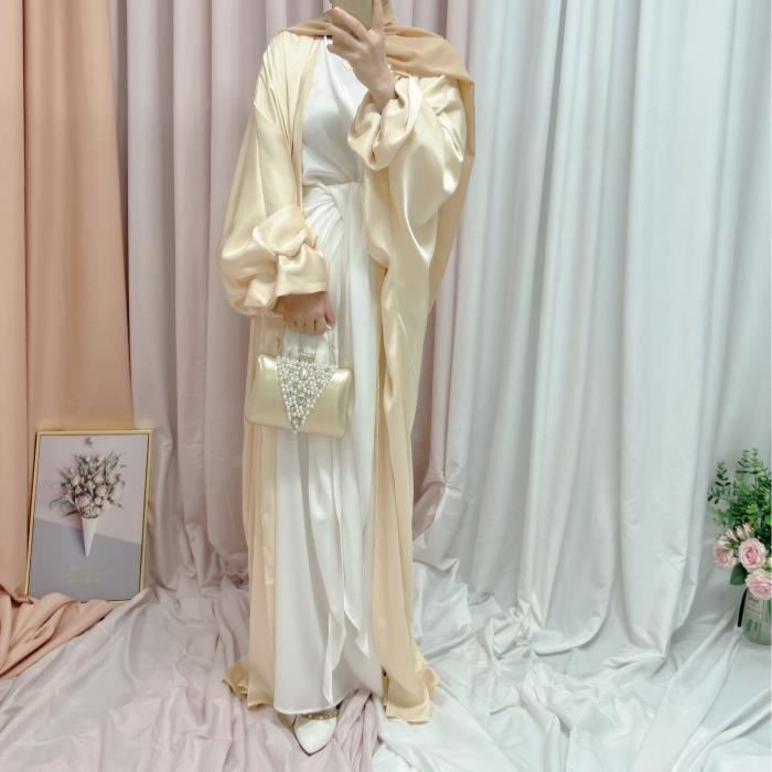 Femmes Abaya Eid Robe Kaftan Manches Bouffantes Abayat Dubai Khimar ...