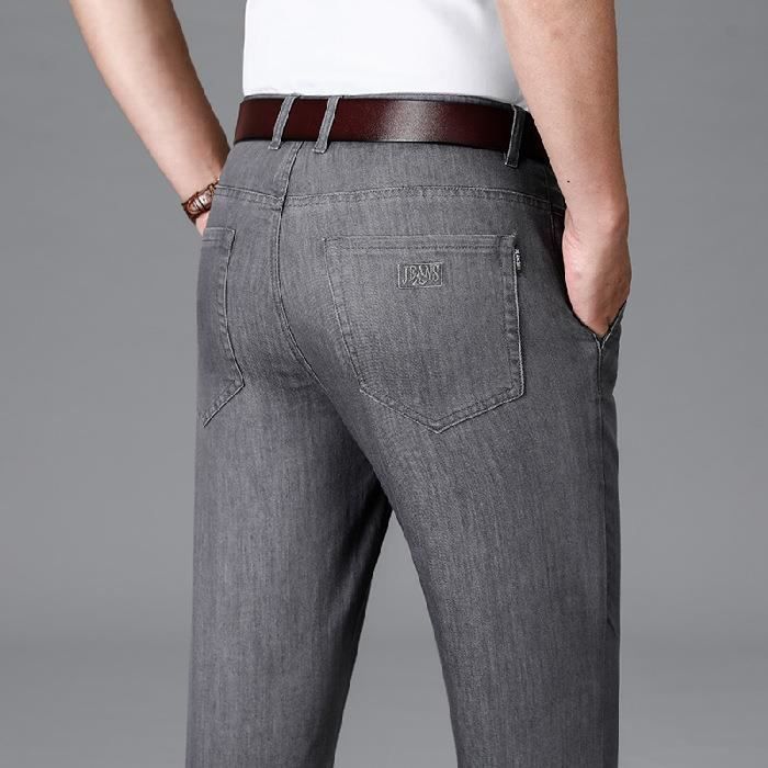 Pantalon en Jean Homme Gris - INSFITY - Coupe Droite - Été Coton Denim ...