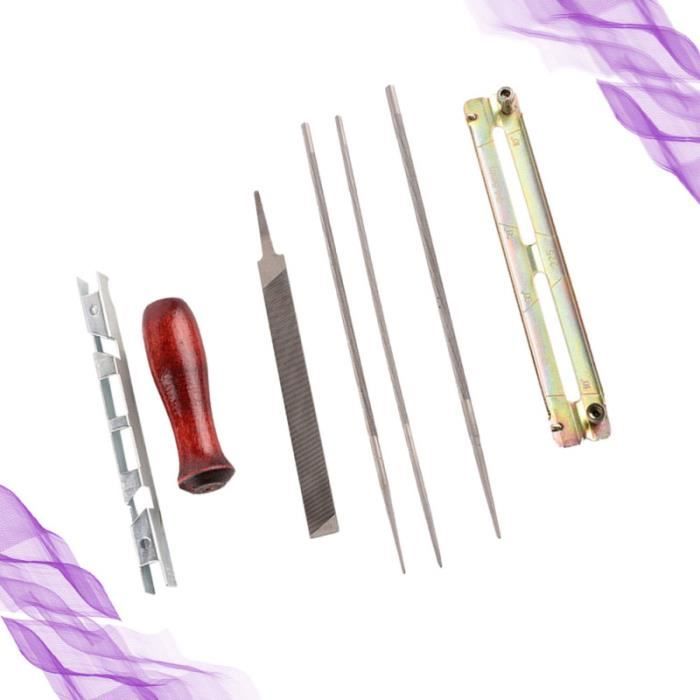 7 Pcs 4mm Scie À Chaîne Lime Fichier Manche En Bois Meulage Ensemble ...