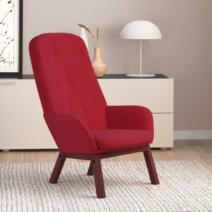 Chaise de relaxation Rouge bordeaux Velours - SALALIS - SH076978 ...