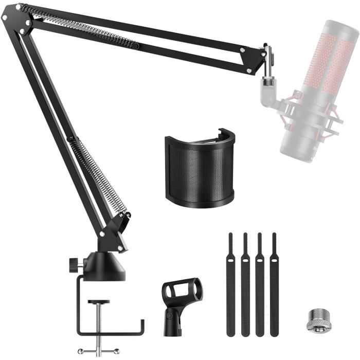 Bras De Microphone, Support De Microphone Ajustable Avec Filtre Anti-Pop Extra-Large Pour Hyperx ...