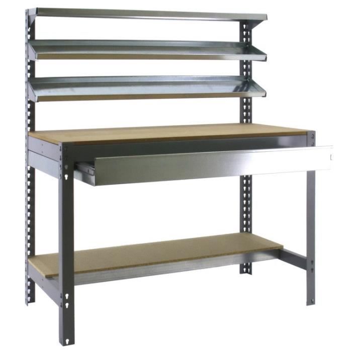 Etabli SIMON RACK BT-1 BOX 1200 GRIS FONCE/BOIS - 1440x1200x600mm - Charge 600Kg - Cdiscount ...
