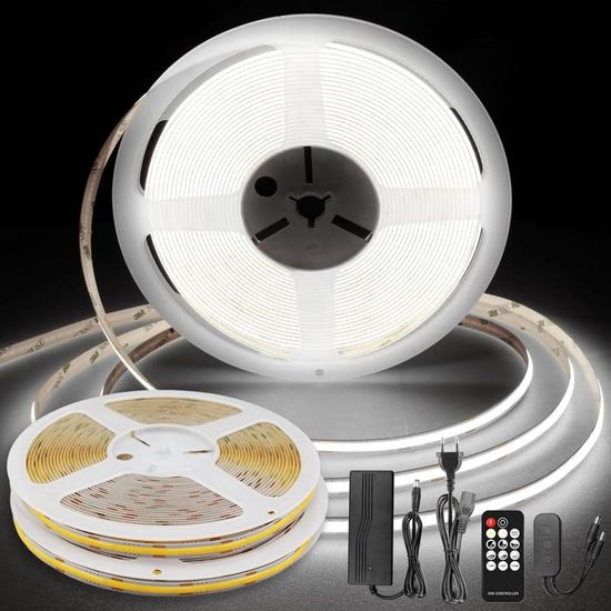 Ruban LED COB 20m Bande LED 6000K avec Alimentation Tlcommande 384LEDsM ...