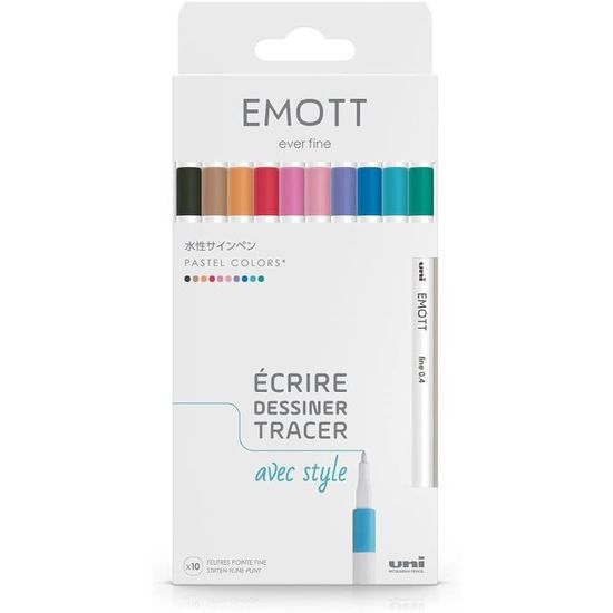 Emott - Uni Ball - Uni Mitsubishi Pencil - 10 Feutres Pastel Colors ...