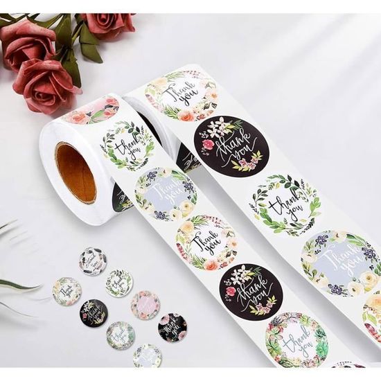 1000 Pièces Merci Stickers Autocollants,Stickers Thank You,Rouleau ...