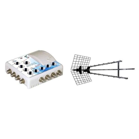 Antenne d'extérieur Trinappe amplifiée 57 dB UHF 4K HD Metronic 415049 ...