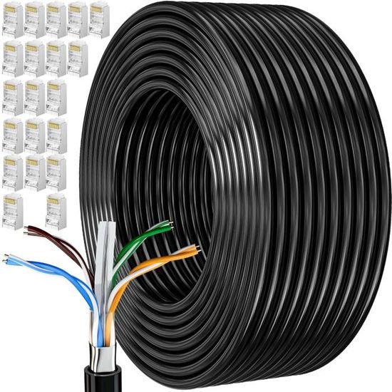 Câble Ethernet - MEIPEK - 100m - Cat 6 FTP - Blindé - Résistant aux ...