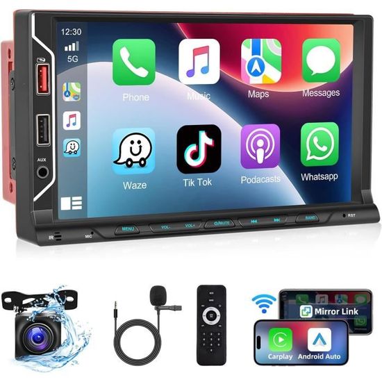 Autoradio 2 Din Compatible Apple Carplay Et Android Auto Sans Fil,Autoradio Tactile 7 Pouces ...