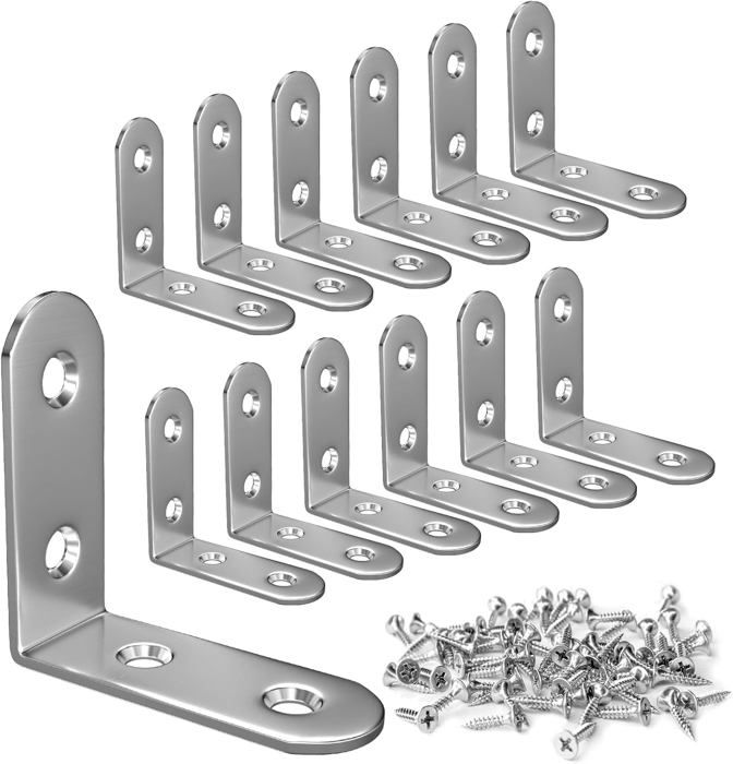 12 Pièces Équerre Metal (65mm×65mm×Epaisseurs 3mm) Equerre Fixation ...