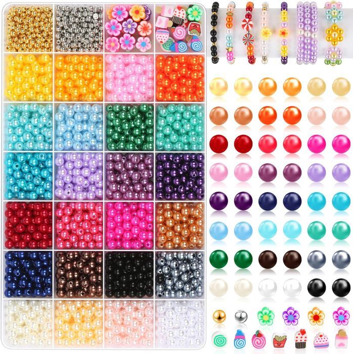 Kit de fabrication de bracelets 28 grilles 2120 pièces 24 couleurs ABS ...