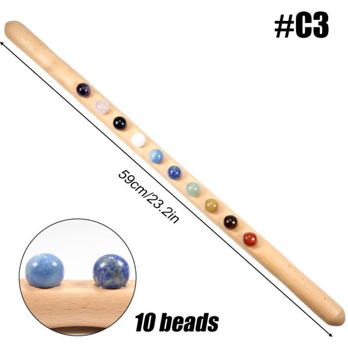 C3-Bâton De Massage Guasha En Bois, Pierre De Jade, Perles De Dos, Cou ...