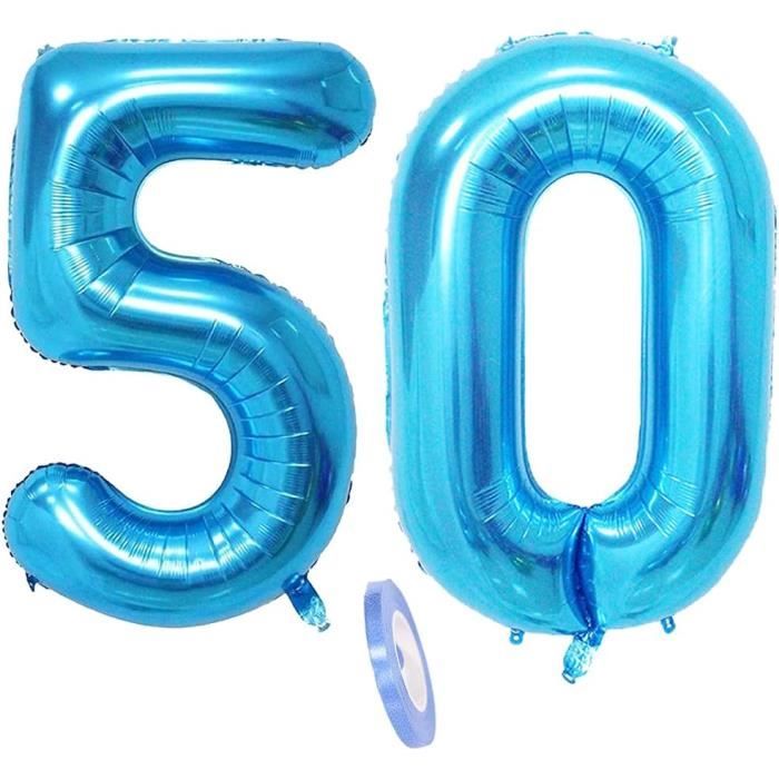 Ballons Numéro 50, Ballon 50 Ans Anniversaire Bleu Xxxl 100Cm Blue ...