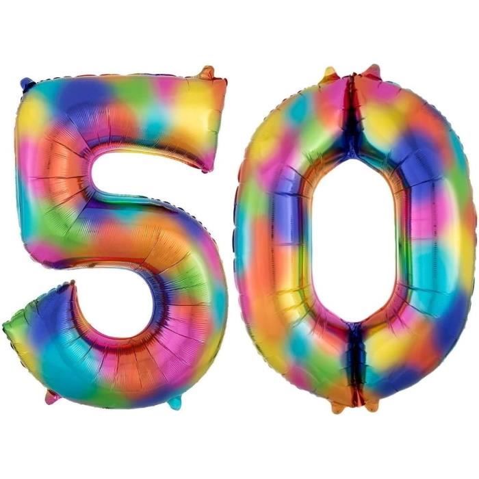 Ballon 50 Ans Arcen-Ciel Xxl - Ballon Anniversaire 50 Ans Decoration ...