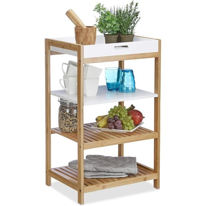 LIWI-Etagère de cuisine avec plateau amovible et 3 étages bambou et ...