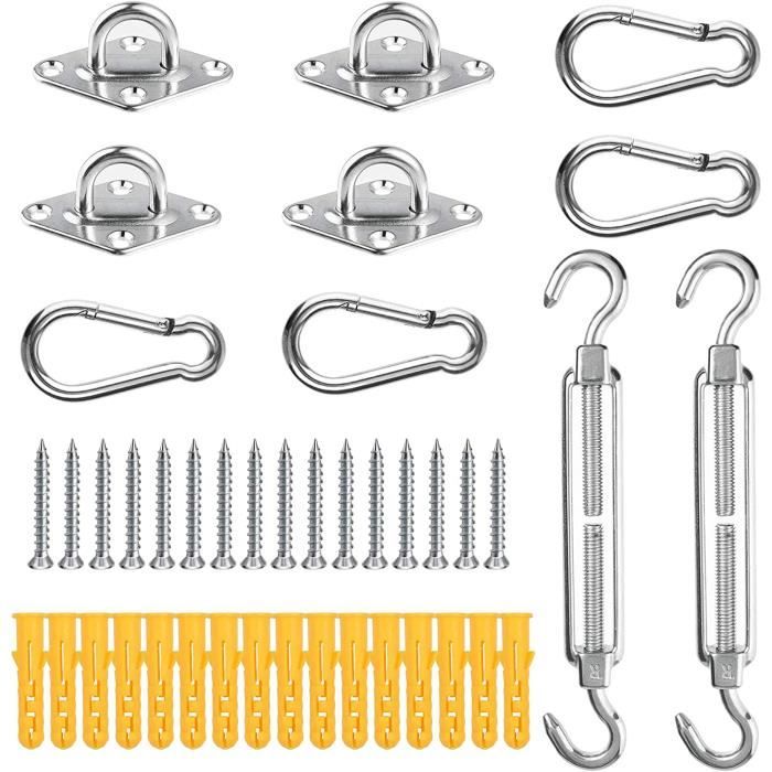 Kit de Fixation pour Voile d'ombrage Acier Inoxydable 304 Kit ...