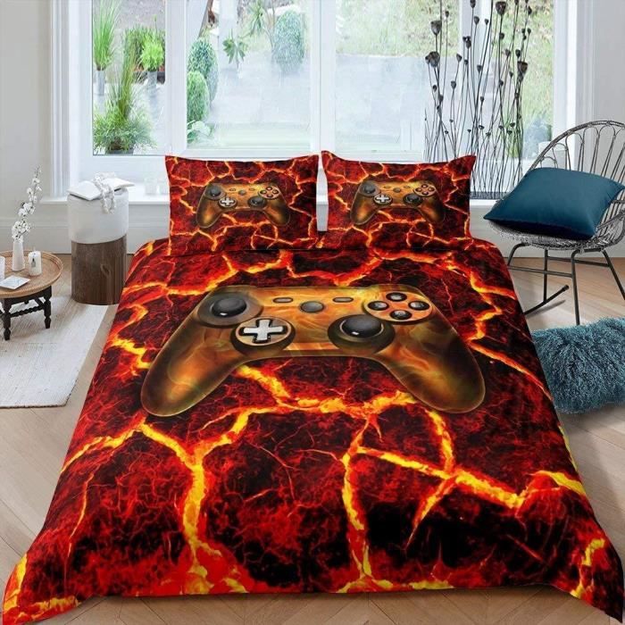 Housse De Couette Gamer Gaming Garcon Noir Gamepad Tableau Fermeture ...