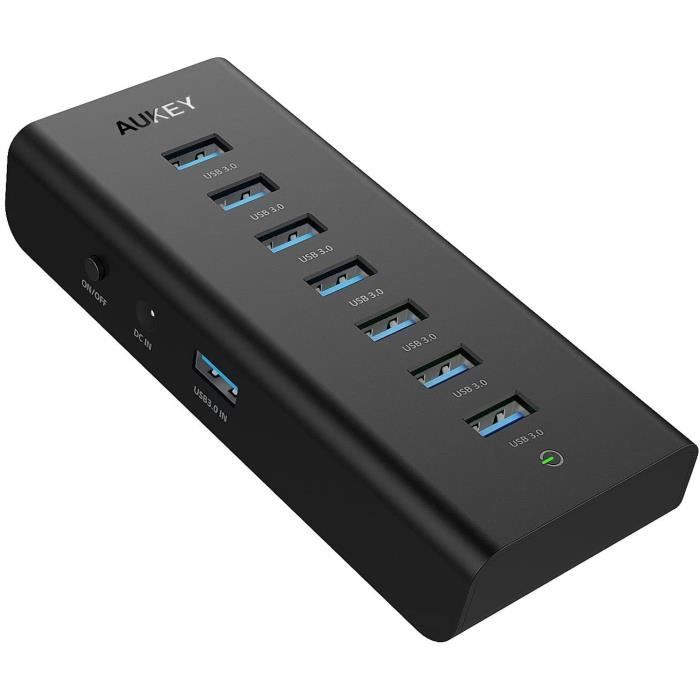 AUKEY Hub 7 Ports USB C Adapdeur 7 en 1 USB 3.0 avec Adaptateur Secteur ...