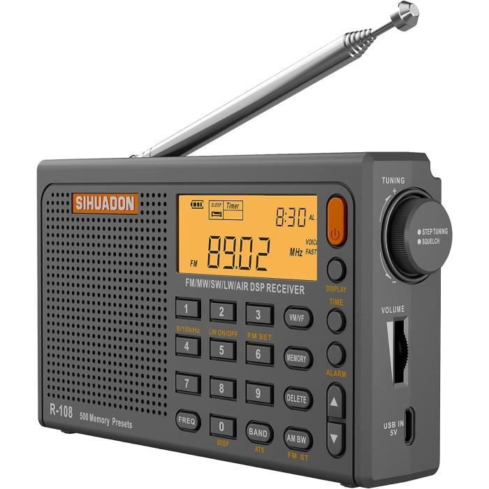 Radio Portable R108 Fm Am Mw Sw Radio Multibande Poste Radio À Ondes ...