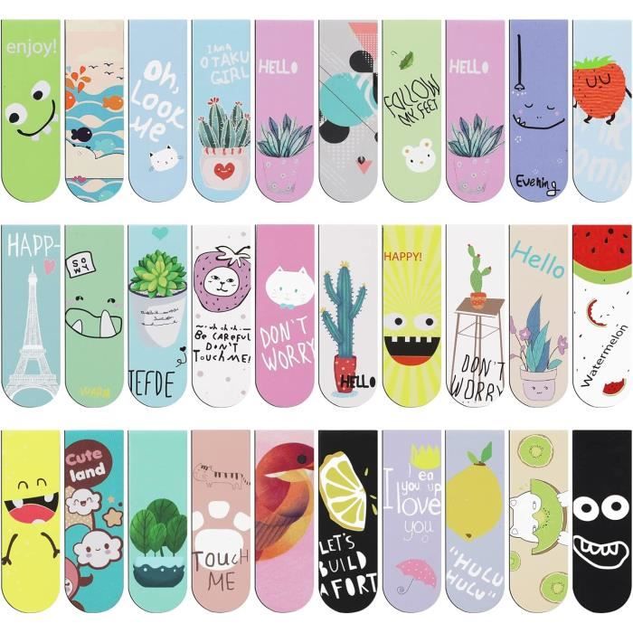 30 Pièces Marque Page Magnetique, Mignon Signets Magnétiques Magnetic ...