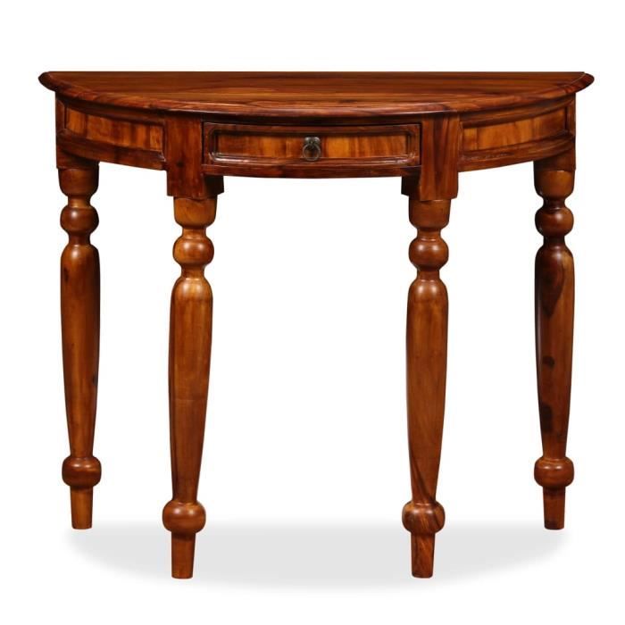 Table console Bois solide de Sesham 90 x 40 x 76 cm Demi-ronde ...