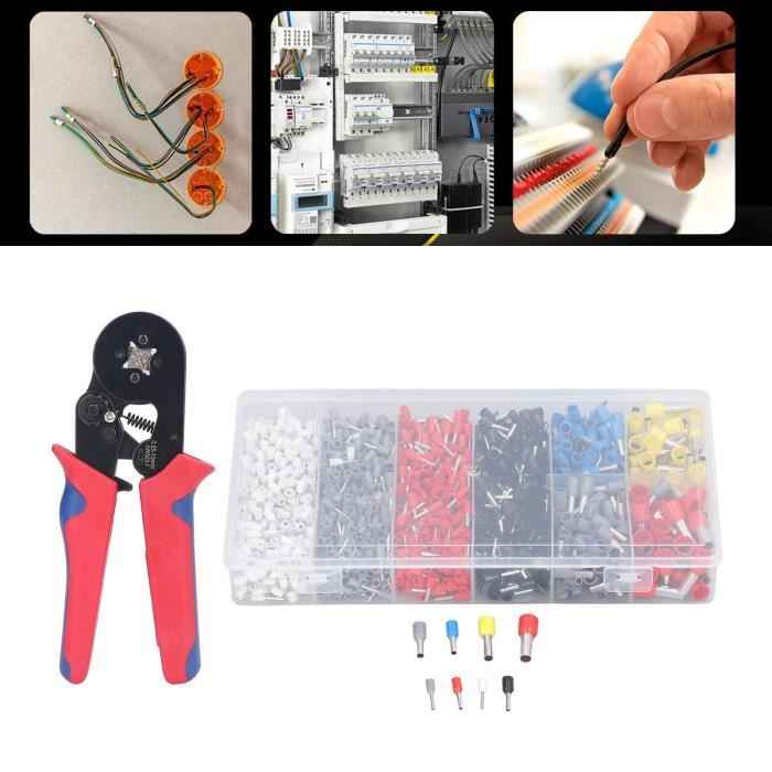 DEX Kit d'outils de sertissage de virole 1800 Pièces Ensemble de Pinces à Sertir les Virole AWG ...