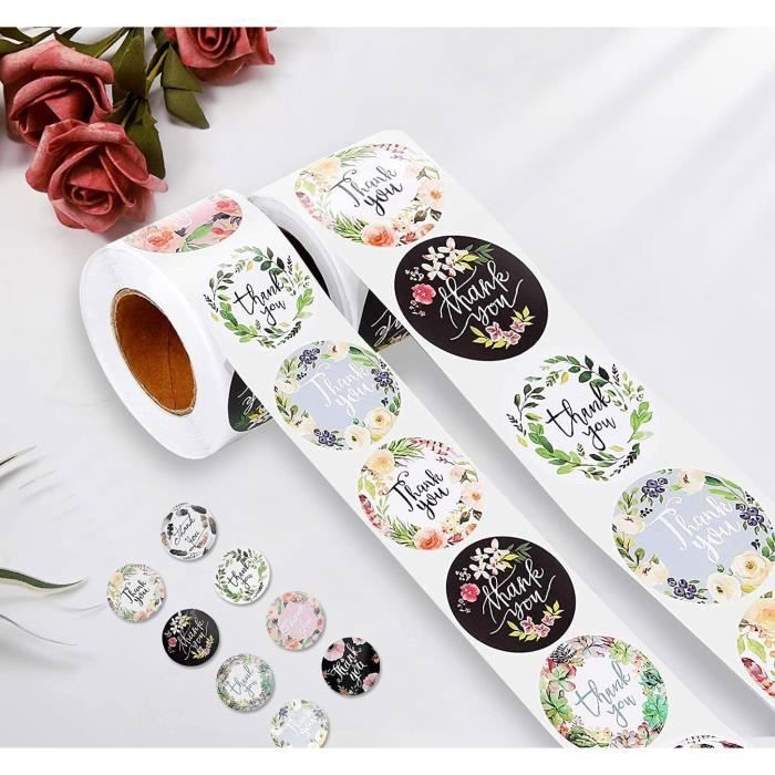 1000 Pièces Merci Stickers Autocollants,Stickers Thank You,Rouleau ...
