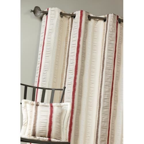 Double Rideau Jacquard grosses rayures Beige 14… - Cdiscount Maison