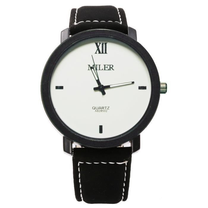 Montre Homme Simple Quartz Cuir Noir Watch Noi... - Cdiscount Bijouterie