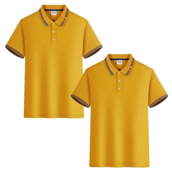 Lot de 2 Polo Homme INSFITY - T-Shirt Manches Courtes Jaune - Col Polo ...