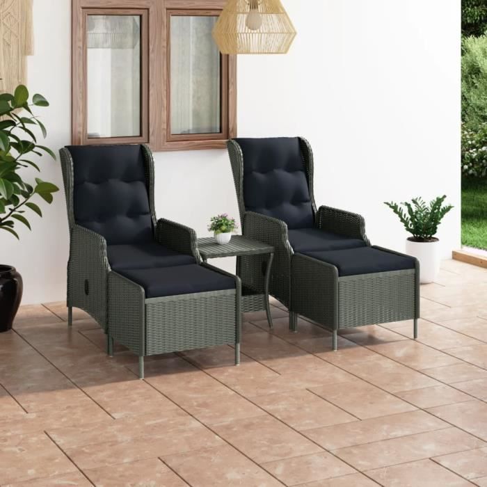 Star Sale* Salon bas de jardin balcon Sofa de jardin 3 pcs avec ...
