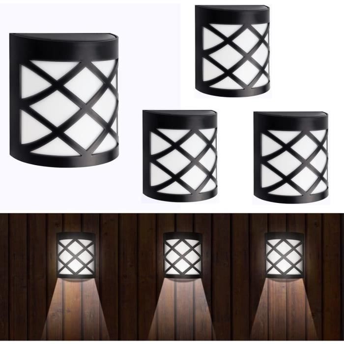 Lot De 4 Lampes Solaires De Clôture,Blanc Froid,Coque En Maille,Lampe ...