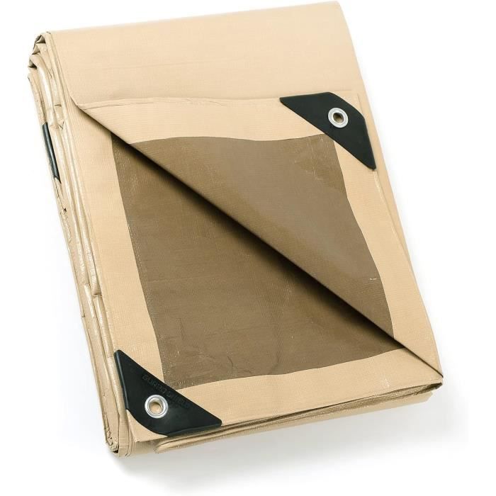 Bâche De Protection Bâche Imperméable Étanche 3X4M Beige-Kaki 160G-M² ...