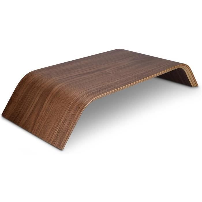 Support pour écran en Bois - Socle réhausseur en Bois de Noyer pour ...