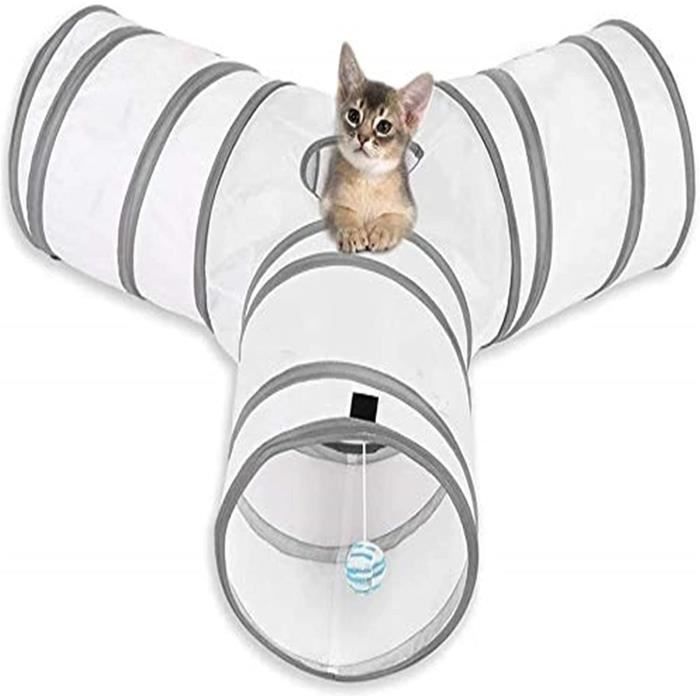Tunnel pour chat 3 voies - Joli tube interactif pour chat, chiot ...