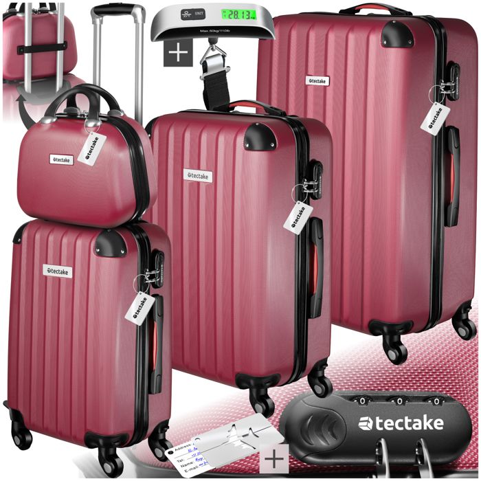 SET DE VALISES - TECTAKE - Set de valises rigides CLEO 4 pièces pèse ...