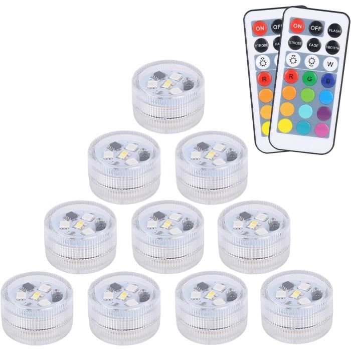 10 Pcs Mini Lumières Led Submersible, Lampe Sous-Marines Étanche Rgb Multicolore Bougies Led ...
