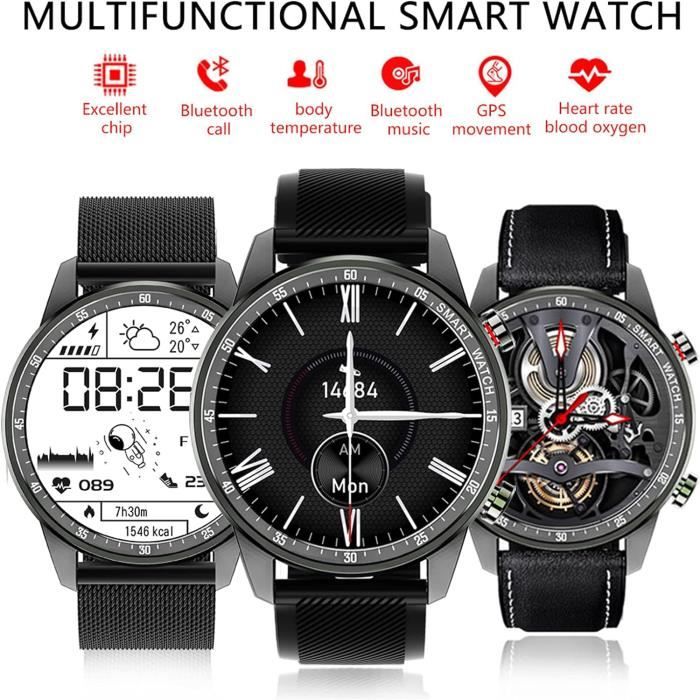 Montre Connectée Homme Avec Température Corporelle, Appels Bluetooth ...